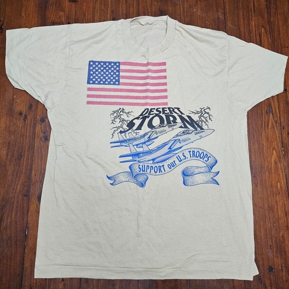 Artex | Shirts | Vintage Desert Storm Tshirt Mens Military Usa Flag ...